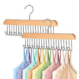 Fitnice 2 Pack Bra Hanger, Belt Hanger for Closet with 20 Metal Hooks Tank Top Hanger Space Saving Tie Rack for Men Closet Organizers and Storage Hanging for Sport Bra, Belt, Tie, Scarf, Lingerie