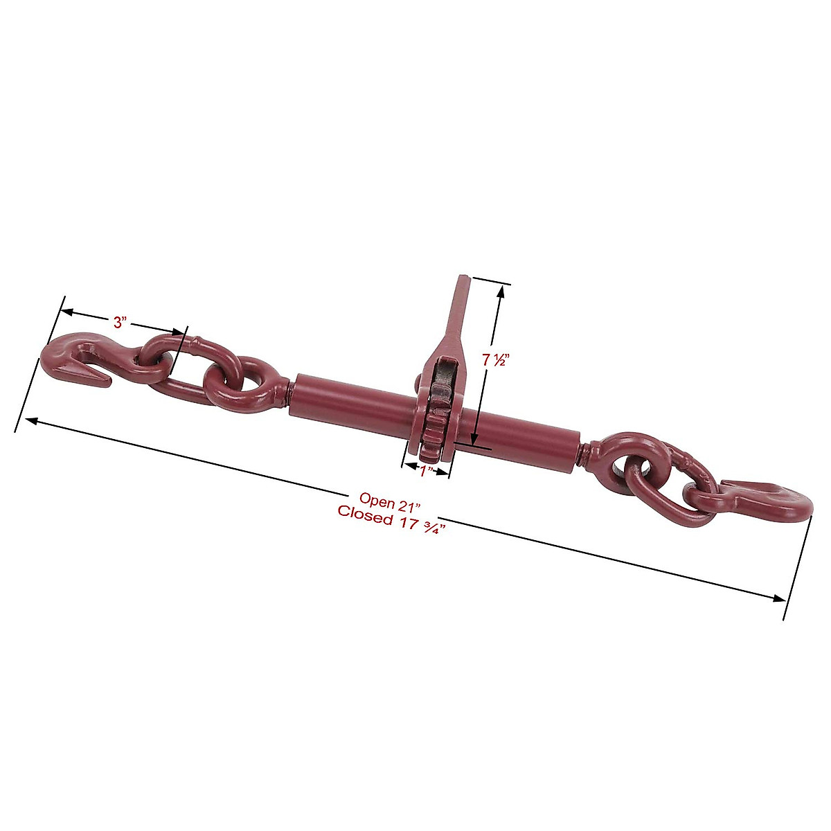 Mytee Products (2 Pack) Ratchet Chain Binder 1/4" - 5/16" Chain Binders Tie Down Hauling Red