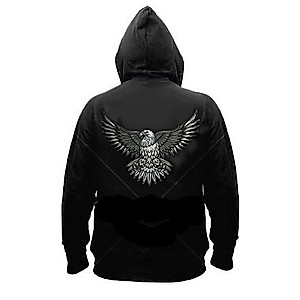 VEGASBEE® American Bald Eagle US National Symbol Biker Jacket Vest Large Embroidered Iron-ON Patch 12" USA (Gray-White)