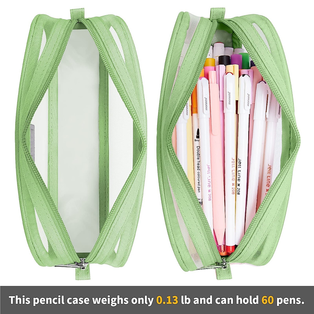 KALIDI Grid Mesh Pencil Case Large Capacity Pencil Case Big Pencil Pouch With Zipper Simple Stationery Bag Aesthetic Pen Bag for School Teen Girl Boy Multi-Purpose bag for office Men Women