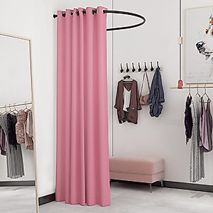 HIYOUGO Fitting Room Clothing Store, Simple Portable Dressing Room Wall-Mounted Changing Room with U Shaped Rod Privacy Screen for forboutique retail store kiosk shop (Size:80x85x200cm,Color:Pink)
