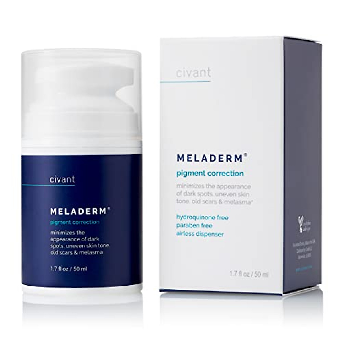 Civant Meladerm Pigment Correction Cream - For Dark Spots, Uneven Skin Tone, Hyperpigmentation, Age Spots, Old Scars & Melasma - Paraben Free, Cruelty Free & Vegan, 1.7 fl oz