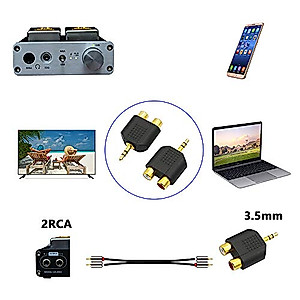 CERRXIAN LEMENG (2-Pack of) Gold Plated 3.5mm Stereo to 2-RCA Male to Female Adapter,Audio Splitter Adapter, Dual RCA Jack Adapter