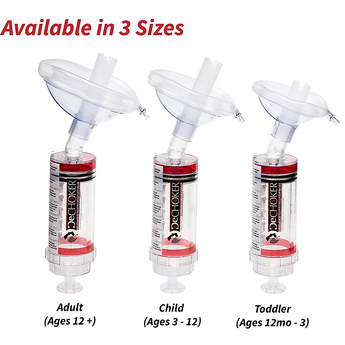 DeCHOKER Choking Rescue Anti-Choking Device for Qty 1 Adult (Ages 12+ Years) and Qty 2 Toddler (Ages 1-3 Years), Pack of 3, First Aid Choking Rescue