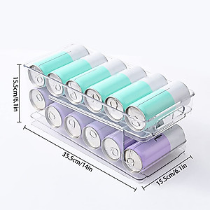 WEYCNCRIUF Can Organizer for Pantry, Soda Drink Canned Foods Bins Stackable Dispenser Storage Holder Rack Refrigerator Pantry Freezer, Holds Up to 10 Cans (12-oz), Approx. 13.39x5.31x6.02inch