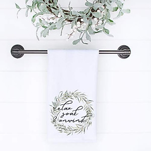 Funny Hand Towel | Relax, Soak, Unwind Hand Towel-Bathroom Hand Towel |Hand Towel | Tea Towel | Customized Wedding Gift