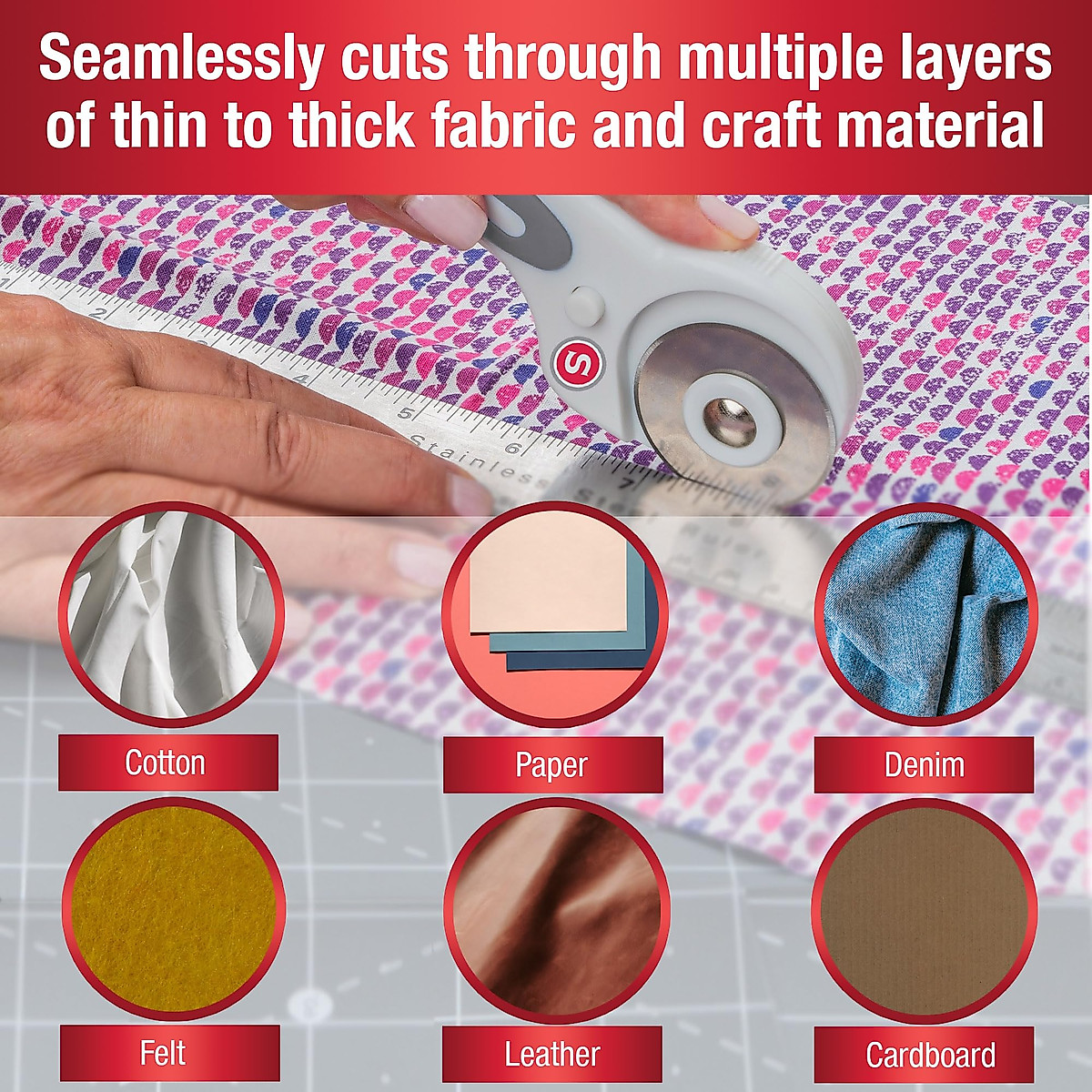 SINGER Quilting Tool Kit with 24-Count Fabric Clips, 24-Inch Folding Ruler, and 45mm Rotary Cutter - Quilting Supplies for Patternmaking, Sewing, Fabric Work