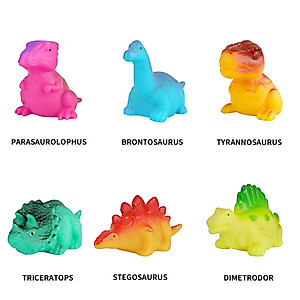 Jomyfant Dinosaur Bath Toys Light Up Floating Rubber Toys(6 Packs),Flashing Color Changing Light in Water,Baby Infants Kids Toddler Child Preschool Bathtub Bathroom
