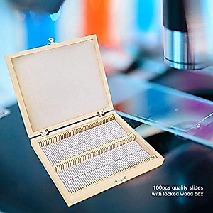 Wooden Box with Lock Storage Glass Slide Storage for Lab Glass Prepared Microscope Slides Storing Tool 22.8x18.8x3.5cm / 9x7.4x1.4in for Educational Use