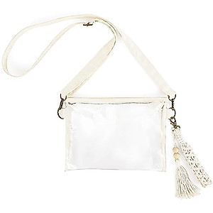 Mkono Clear Bag Stadium Approved, Small Purse for Women with Macrame Wristlet Transparent Concert Crossbody Bag for Sport Events Festival Concert Park