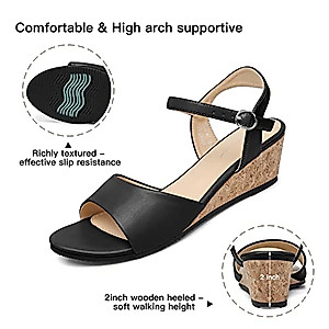 SHIBEVER Women Wedge Comfortable Sandals: Platform Dressy Walking Sandals Black Summer Fashion Casual Wedding Sandal size 8