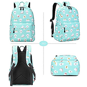 ecodudo Lightweight Kids Puppy Dog Puppy Print Backpack Girls School Backpacks Boys Bookbags with Lunch Bag (Teal Puppy 1)