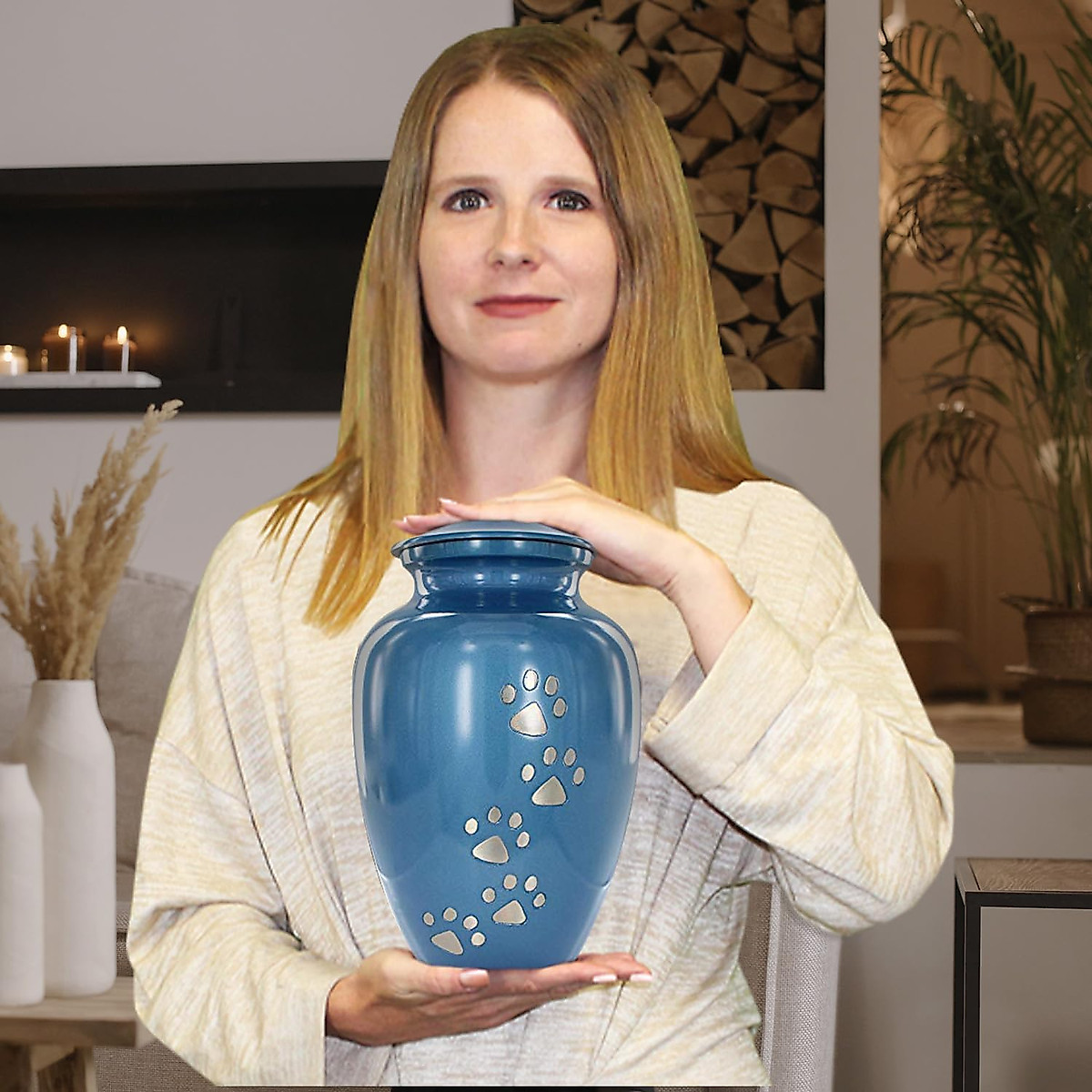 Trupoint Memorials Pet Urn for Dogs and Cats Ashes – A Loving Resting Place for Your Special Pet, Cat and Dog Urns for Ashes, Pet Cremation Urns – Blue, Large Pets up to 122 Lbs