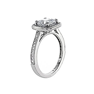 Zoe R Sterling Silver Micro Pave Hand Set Cubic Zirconia Halo 6mm Cushion-Cut Center Wedding Set Size 9.5