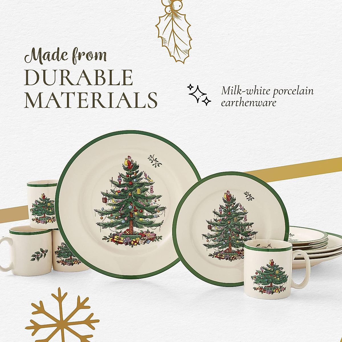 Spode Christmas Tree 12-Piece Dinnerware Set, Service for 4