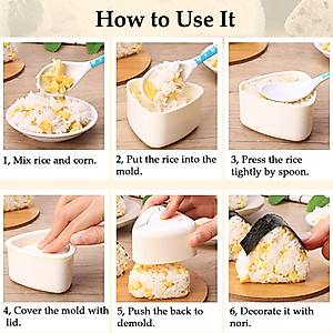 Onigiri Mold Triangle, 2 Pieces Rice Ball Mold Makers, Triangle Sushi Mold for Bento or Japanese Boxed Meal Children Bento by HAGBOU (Beige)