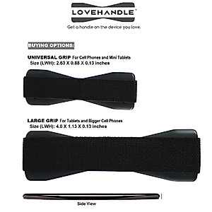 LoveHandle Tablet/XL Grip for Most Tablets and Large Smartphones, Black Elastic Strap Finger Grip with Black Base (LHT-01-Black)