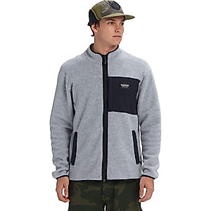 Burton Men's Hearth Full-Zip, Gray Heather / True Black, Medium