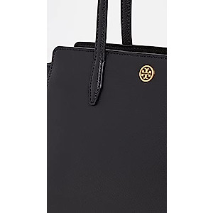 Tory Burch Women's Robinson Pebbled Small Tote, Black, One Size