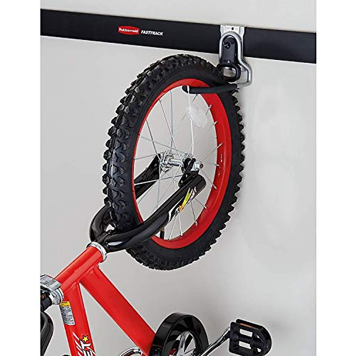 Rubbermaid Heavy Duty Universal Vertical FastTrack Hanging Wall Mount Bike Hook Garage Storage Organizer (2 Pack)