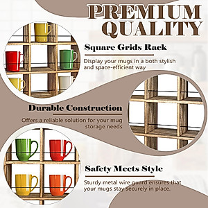 Mug Rack, Mug Rack Wall Mounted, Coffee Mug Organizer for Kitchen, Coffee Bar, Wooden, 9/16/25 Compartments (9 Compartments)