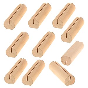 10 Pieces Wood Table Card Stand Wood Place Card Holders Wood Table Numbers Holder Wooden Menu Holder Party Wedding Table Name Card Holder Wood Base Photo Display Stand for Home Hotel Wedding Party Use