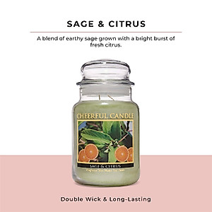 A Cheerful Giver - Sage & Citrus Scented Glass Jar Candle (24 oz) with Lid & True to Life Fragrance Made in USA