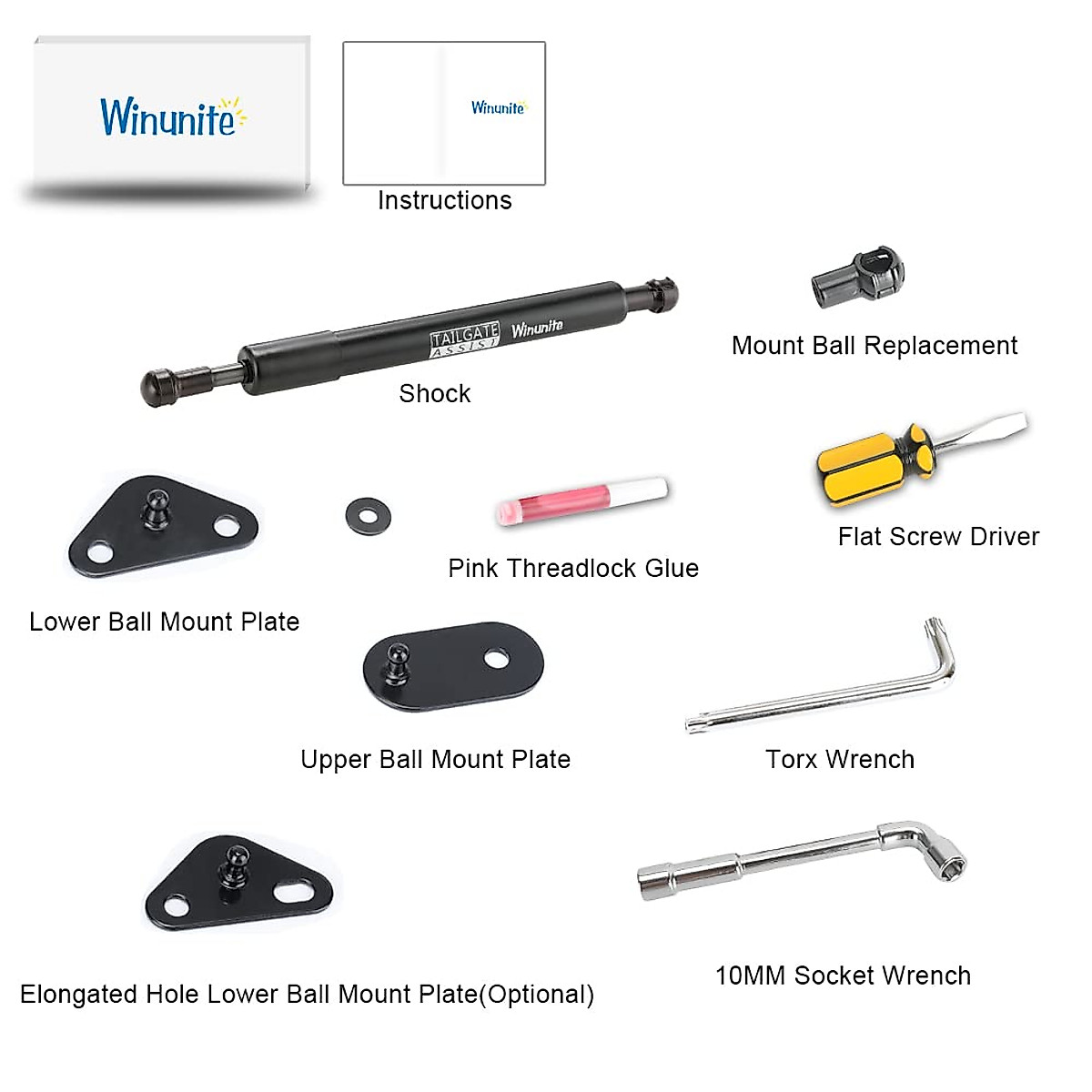 Winunite Compatible with 2015-2024 F150 Tailgate Assist Shock Truck Lift Assist Fits for Truck Tailgate Accessories Soft Open Easy Down(All Tools Provided)