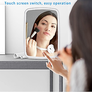 CLCL Makeup Mirror Touch Screen Vanity Mirror with LED Brightness Adjustable Portable USB Rechargeable