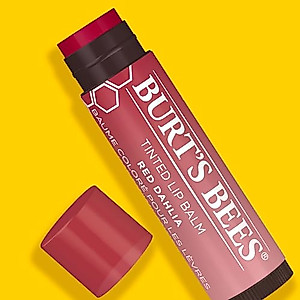 Burt's Bees Lip Tint Balm with Long Lasting 2 in 1 Duo Tinted Balm Formula, Color Infused with Deeply Hydrating Shea Butter for a Natural Looking Buildable Finish, Fiery Red Dahlia (2-Pack)