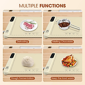 【Upgrade Graphene】 Warming Mat for Food - Food Warming Mat with 212°F Full Surface Heating,6 Temperature Settings And Timing Function, Roll Up Silicone Electric Warming Tray For Buffet(15.7"*14.5")