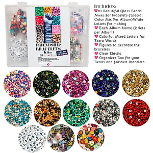 El Galeón Friendship Bracelet Kit DIY Albums Mix Beads for Bracelets Glass Alphabet Letter Beads Elastic (Albums Version)