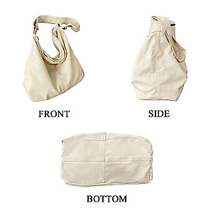 XIAYUPAGU Washed Canvas Bag Solid Color Crossbody Bag for Women Tote Purse Shoulder Handbag with Adjustable Strap (Green)