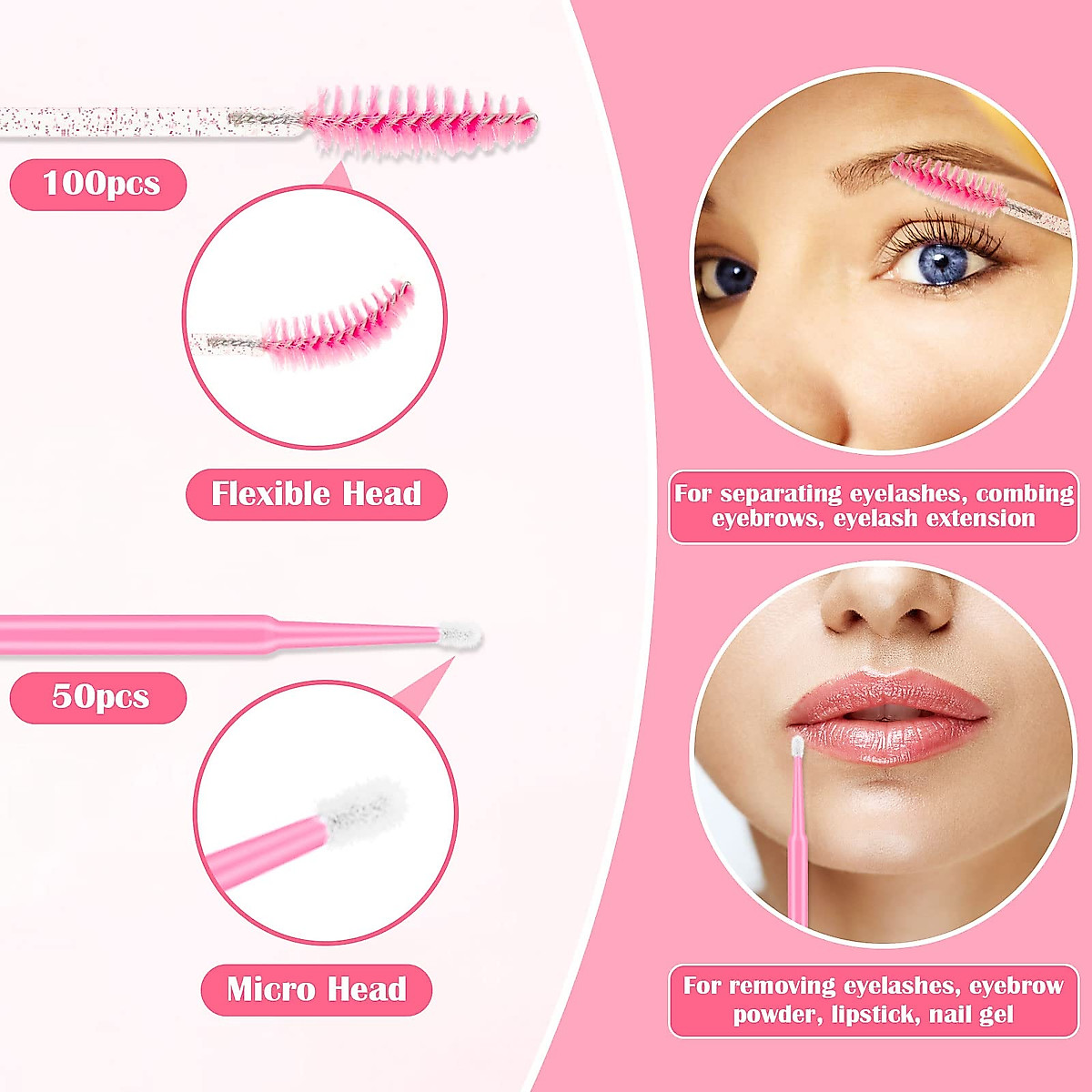 Modacraft Eyelash Extension Supplies Kit for Beginners with USB Air Conditioning Blower 2 Lash Tweezers, 100 Mascara Brushes, 50 Micro Applicators 50 Ring Cup Holders, 2 Tapes 10 Eye Gel Pads