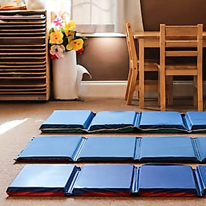 KinderMat, 5/8" Thick with Pillow Section, 4-Section Rest Mat, 45" x 19" x 5/8", Red/Blue, Great for School, Daycare, Travel, and Home, Made in The USA
