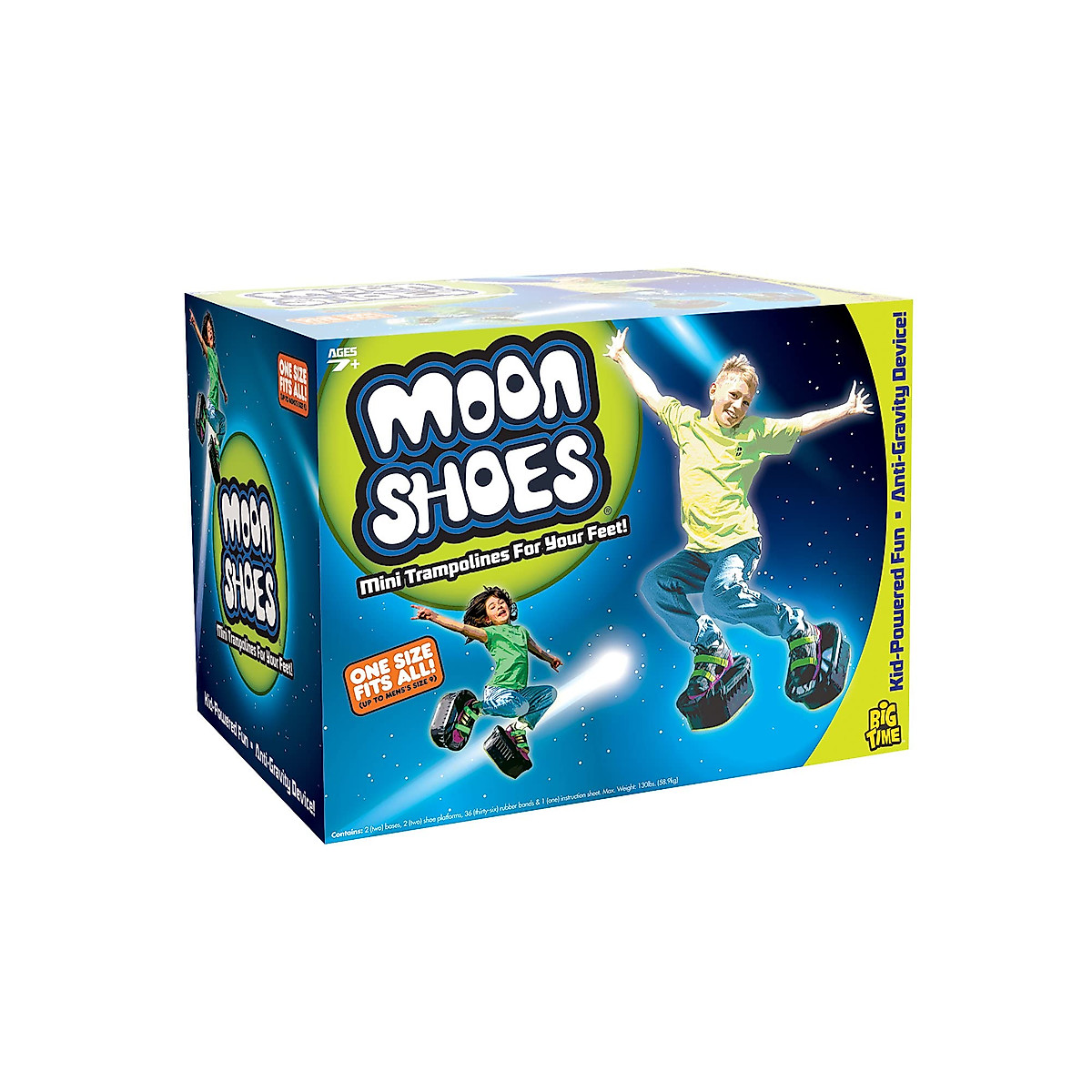 Moon Shoes Bouncy Shoes, Mini Trampolines for Your Feet, One Size, Black, New and Improved, Bounce Your Way to Fun, Very Durable, No Tool Assembly, Athletic Development, up to 130 lbs