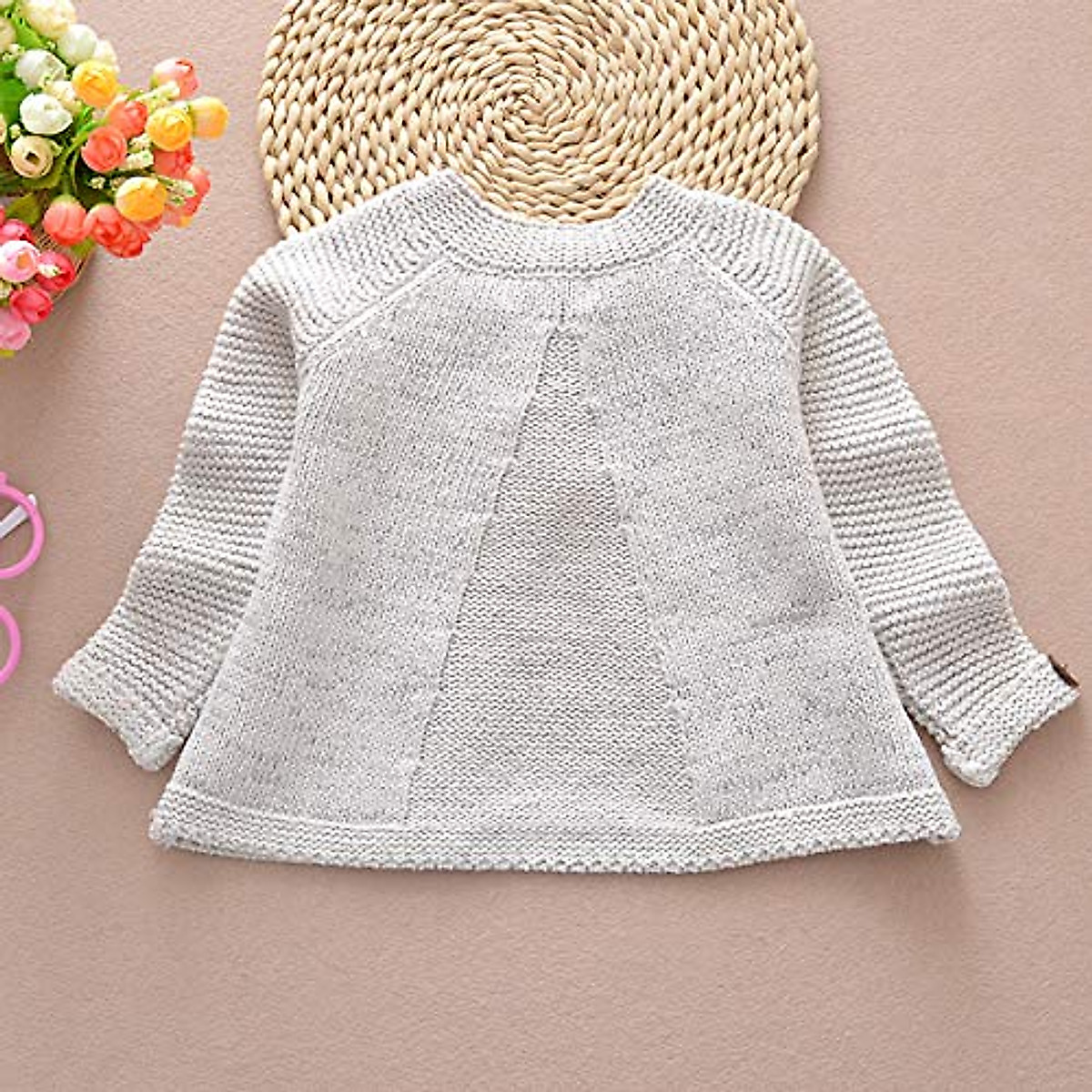 Baby Little Girls Cute Autumn Winter Button Knitted Sweater Cardigan Warm Thick Coat Jacket Clothes (Gray, 5T(4-5Years))