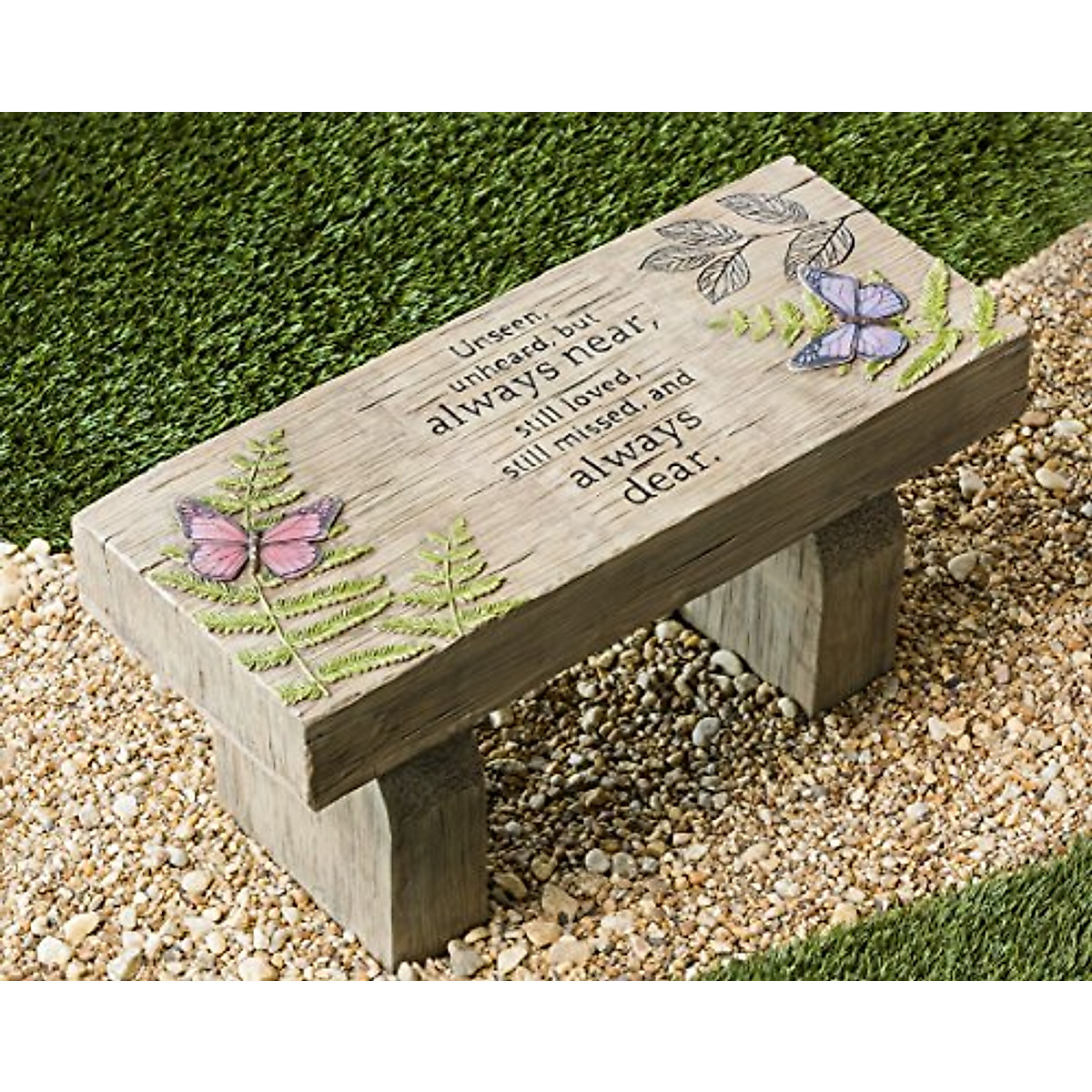 New Creative Those We Love Memorial Outdoor Garden Bench | Butterflies & Ferns | Furniture for Patio Porch Lawn Park Deck Gravesite | Loss of Loved One | Pet Dog Cat