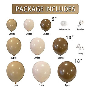 Brown Balloons Garland Arch Kit Double-Stuffed Nude Balloons Tan Coffee Brown Blush Neutral Balloons Jungle Theme Woodland Teddy Bear Baby Shower Birthday Party Decorations