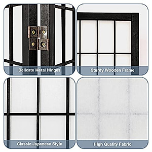 Salfanre Divider for Room Separation, 4 Panel, Japanese Room Dividers, Folding Shoji Screen, 5.6 Ft, Black