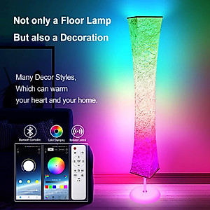 dotanddot Floor Lamp, RGB Color Changing, Smart Control Music Sync with Fabric Shade, Standing Lamp for Living Room Bedroom Game Room, 62 inch