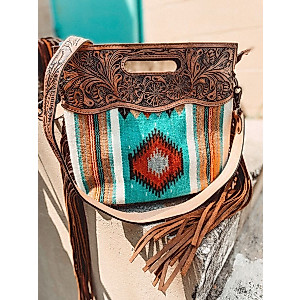 American Darling Aztec Cross Body Bag In Blue Style Number ADBG496E (Turquoise)