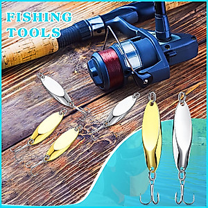 30 Pieces Fishing Spoons Lures, Treble Hooks Fishing Spoons Hard Metal Spoon Lures Spoons Gold Silver for Huge Distance Cast Saltwater Freshwater Fishing in 1/5 oz 1/4 oz 3/8 oz 1/2 oz 3/4 oz