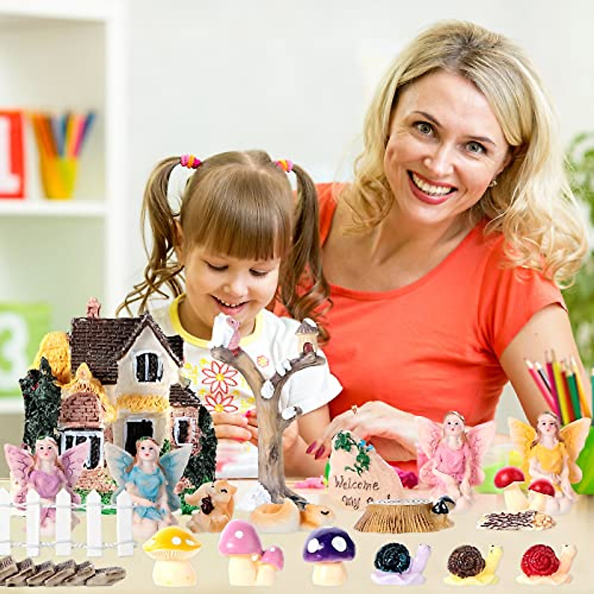 31 Pieces Fairy Garden Accessories Fairy Garden Miniatures Fairy House Supplies Girl Fly Wing Dollhouse Decor for Home Garden Lawn Decoration