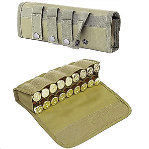 ACEXIER Hunting Military 18 Round Tactical Molle Cartridge Shell Holder Ammo Bag Pouch Military Waist Bag 12/20 Gauge Gun Bullet Pouch（Include One Tactical Patch）