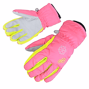 AMYIPO Kids Winter Snow Ski Gloves Children Snowboard Gloves for Boys Girls (Pink-3, 6-7 Years)
