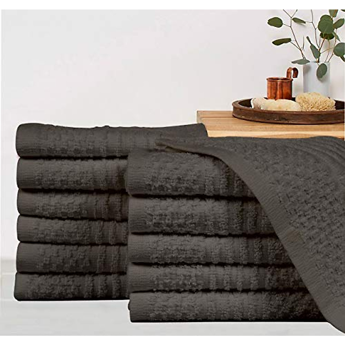 Bliss Casa Grey Washcloths Set (12 x 12 Inch, 12 Pack) – 100% Cotton Washcloths for Face, Highly Absorbent Soft Face Towels, and Quick Drying Fingertip Towels for Daily Use (Emerson, Grey)