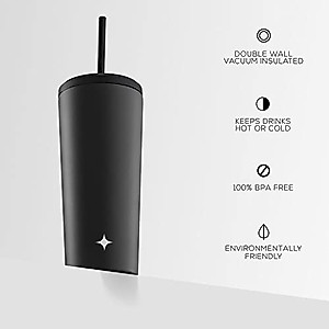 JoyJolt Triple Insulated 20oz Tumbler with Lid and Straw (2 Each) Vacuum Double Wall Stainless Steel Tumbler, Copper Lined for 12Hr Hold/Cold Drinks. Leakproof Water Bottle, Tea or Iced Coffee Cup