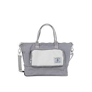 Humble-Bee Mini Charm Casual Style Expandable Stroller Organizer Purse - Built-in Cupholders Stroller Straps - Pebble Gray