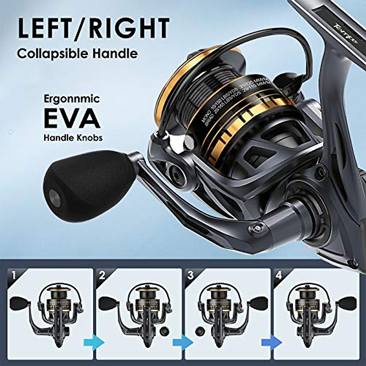 Tempo Spinning Reel, 9+1 BB Incredibly Smooth Fishing Reels, Max Drag up to 38.6 LBs, with Harder GV Rotor, Ultralight Spinning Reels